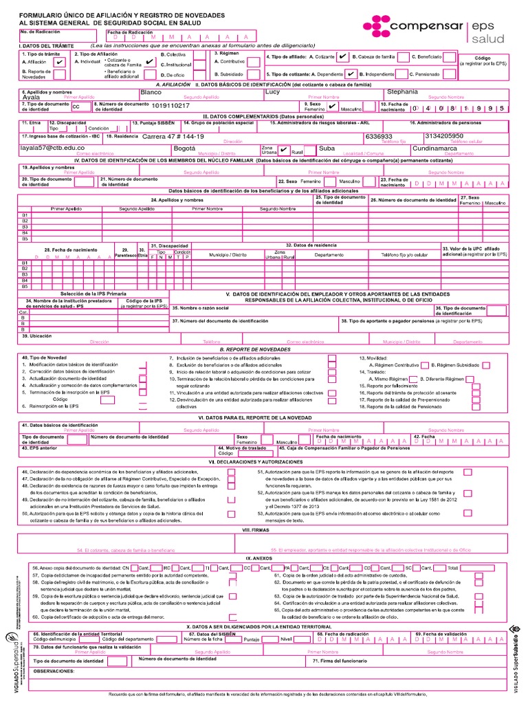 Formato Afiliación Eps | PDF | Servicios públicos | Industrias de servicio