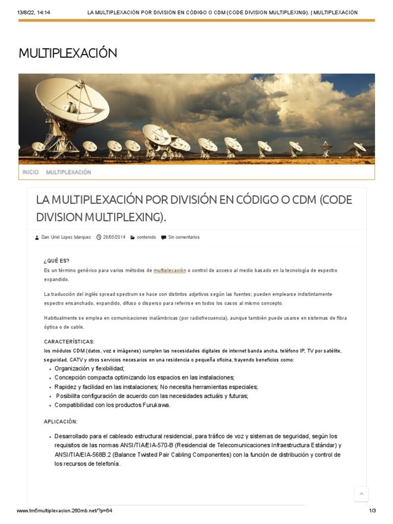 La Multiplexación Por División en Código o CDM (Code Division Multiplexing) - Multiplexación ...