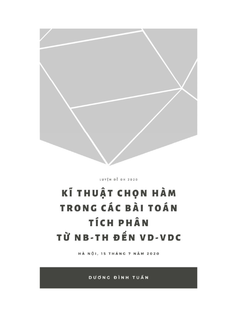 Ki Thuat Chon Ham Trong Cac Bai Toan Tich Phan Tu NB TH Den VD VDC | PDF
