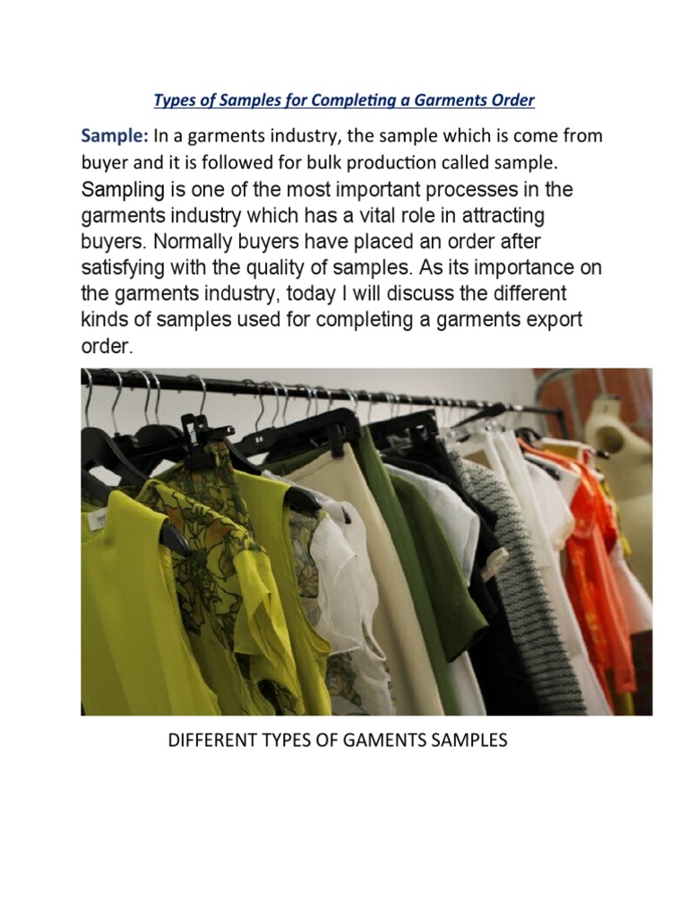 Types of Samples For Completing A Garments Order | PDF | Business ...