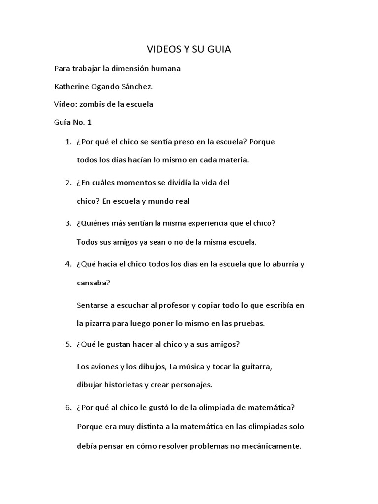 Guía No. 1 Los Zombis en La Escuela | PDF | Enseñando | Cognición