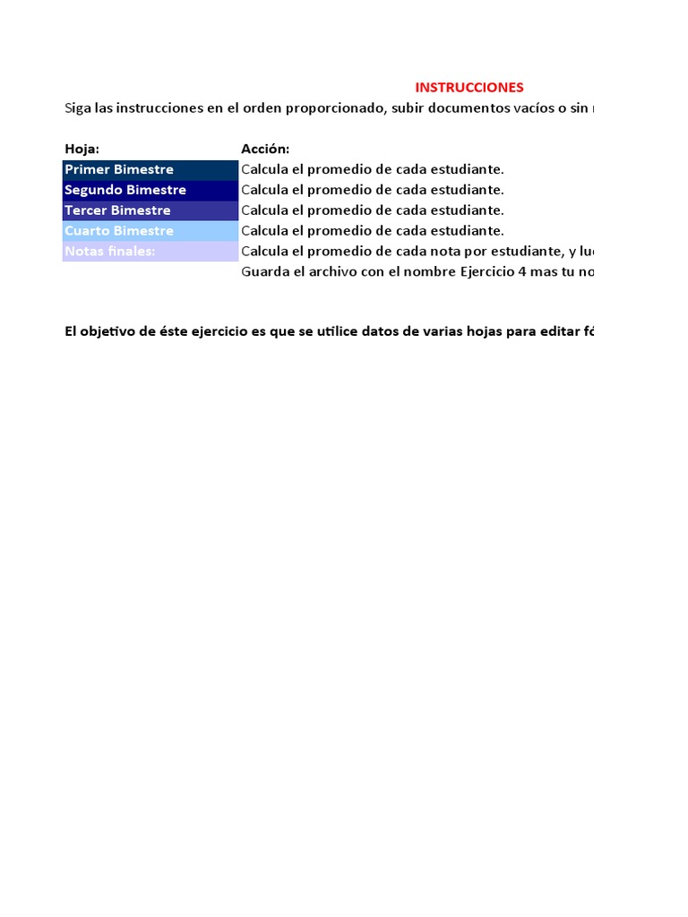 Ejercicio 4 Excel 2016 | PDF
