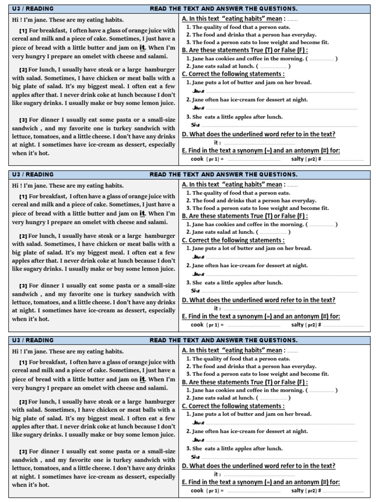 Student Eating Habits Guide | PDF | Lunch | Meal