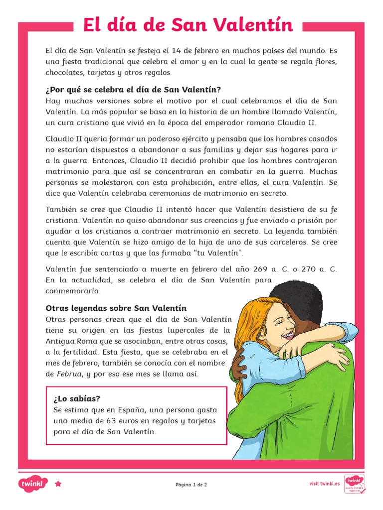 Es t2 e 3095 El Dia de San Valentin Comprension Lectora | PDF | día de ...