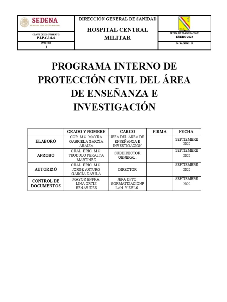 Programa de Proteccion Civil. | PDF | Defensa Civil | Hospital