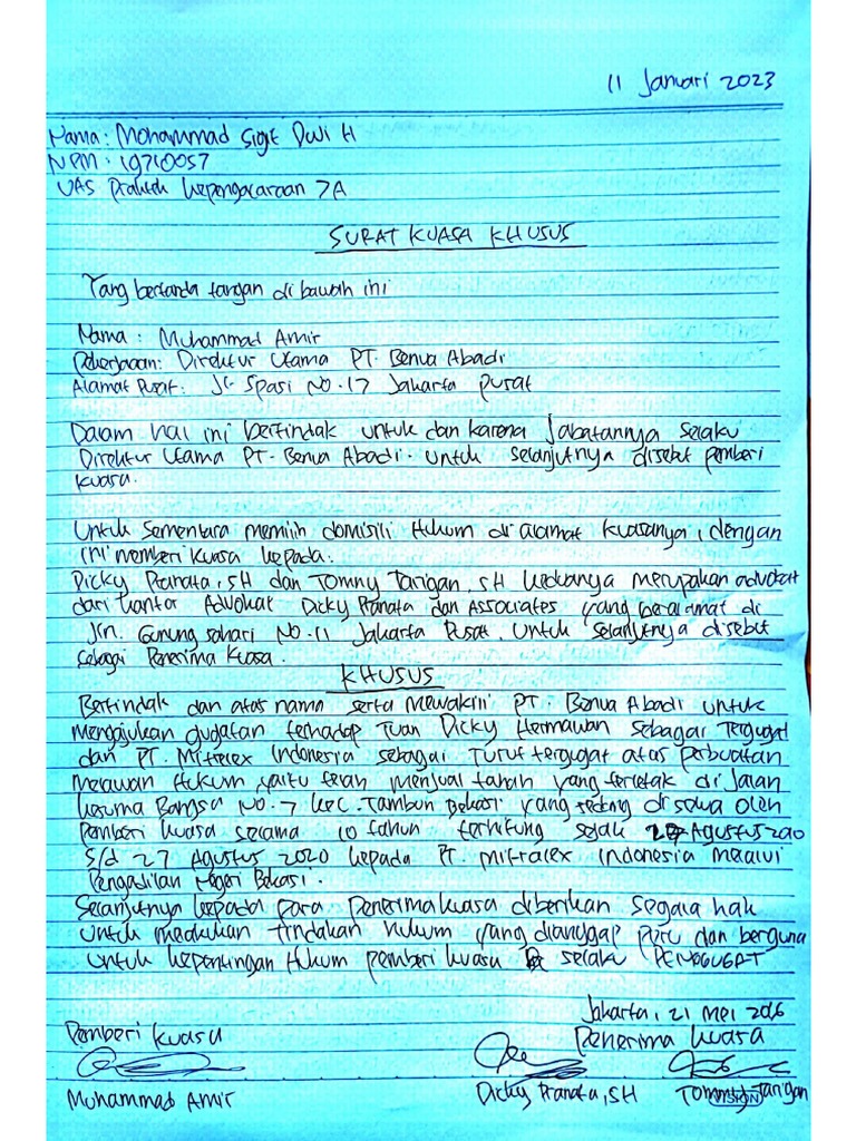 Mohammad Sigit Dwi Hutomo 19710057 UAS Hukum Praktek Kepengacaraan 7A | PDF