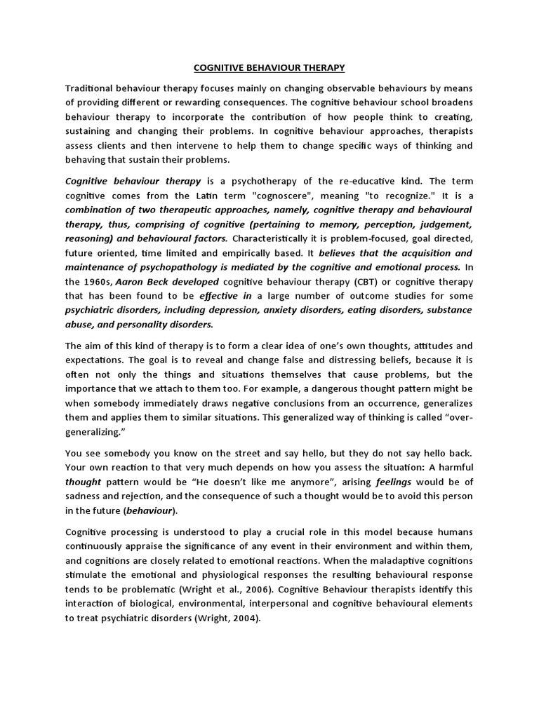Cognitive Behaviour Therapy | PDF | Rational Emotive Behavior Therapy ...
