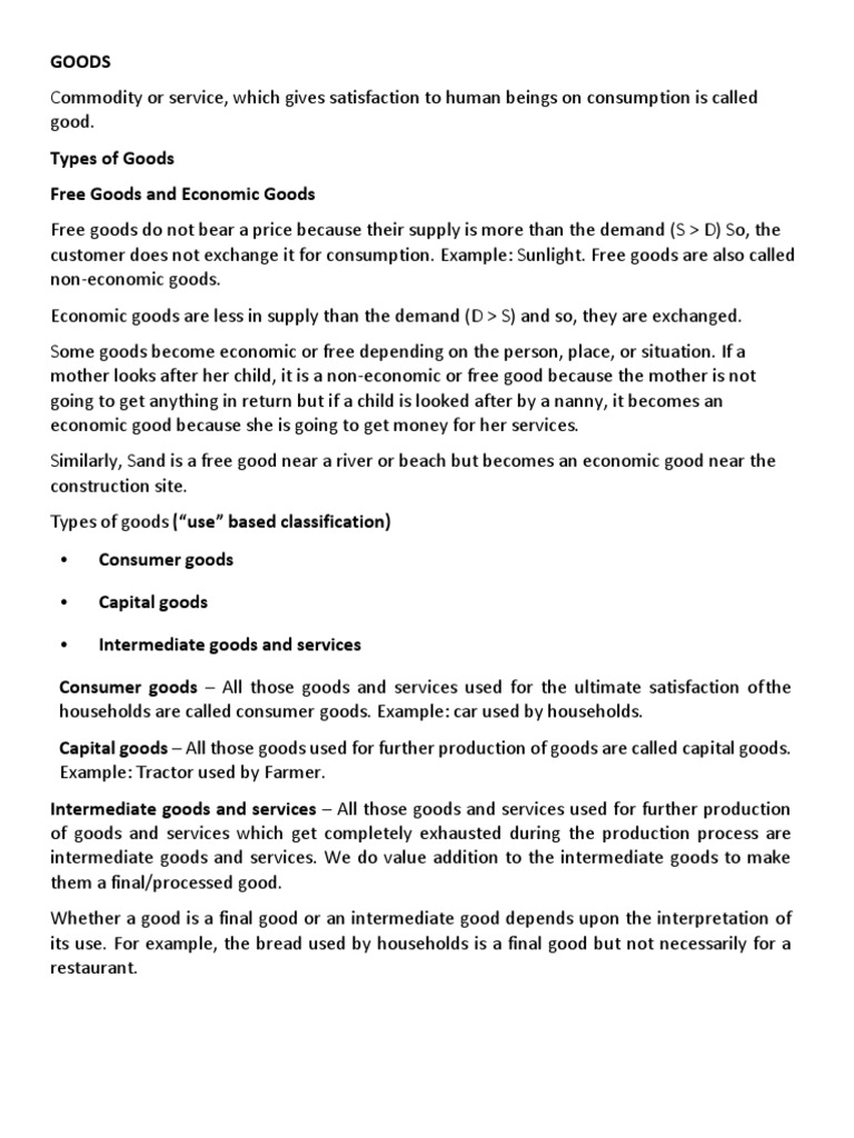 Types of Goods | PDF | Goods | Business Economics