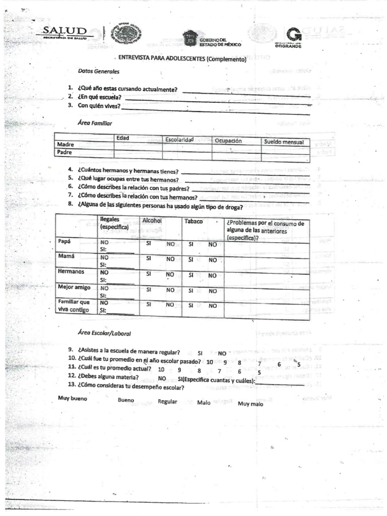 Entrevista Adolescentes | PDF