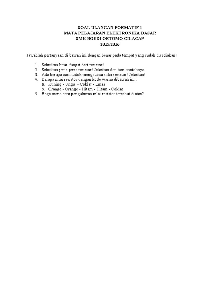Soal Ulangan Formatif 1 Eldas | PDF