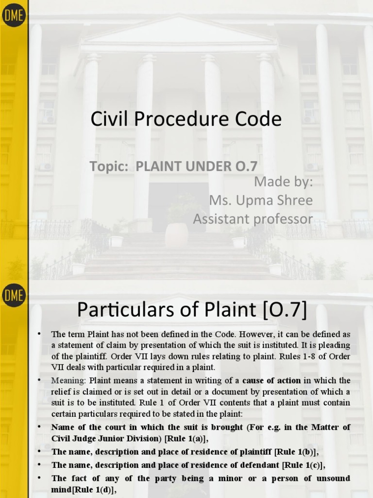 Plaint O.7 | Download Free PDF | Lawsuit | Cause Of Action