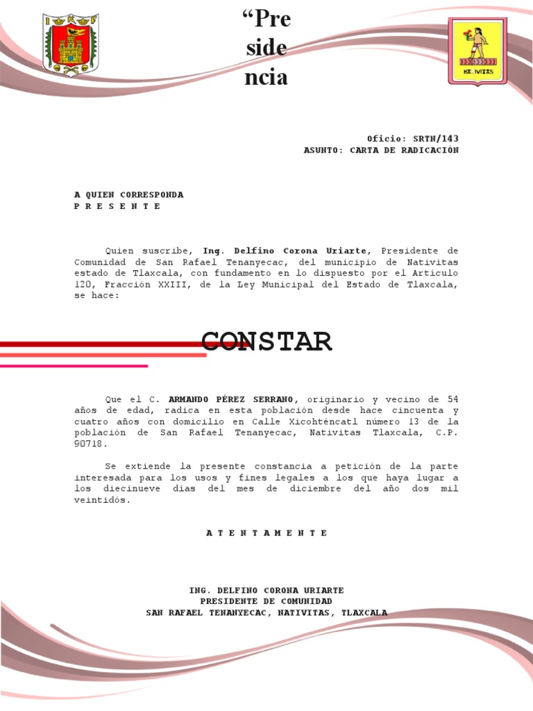 CONSTANCIA DE RADICACIÓN-2022 | PDF