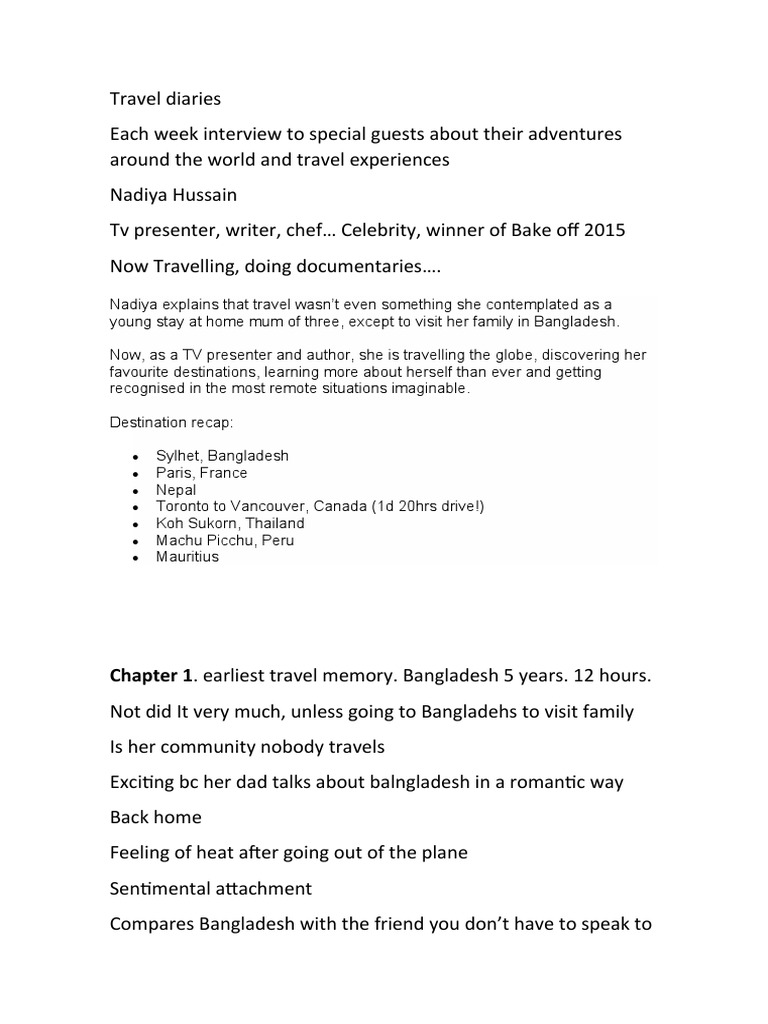 Travel Diaries | PDF