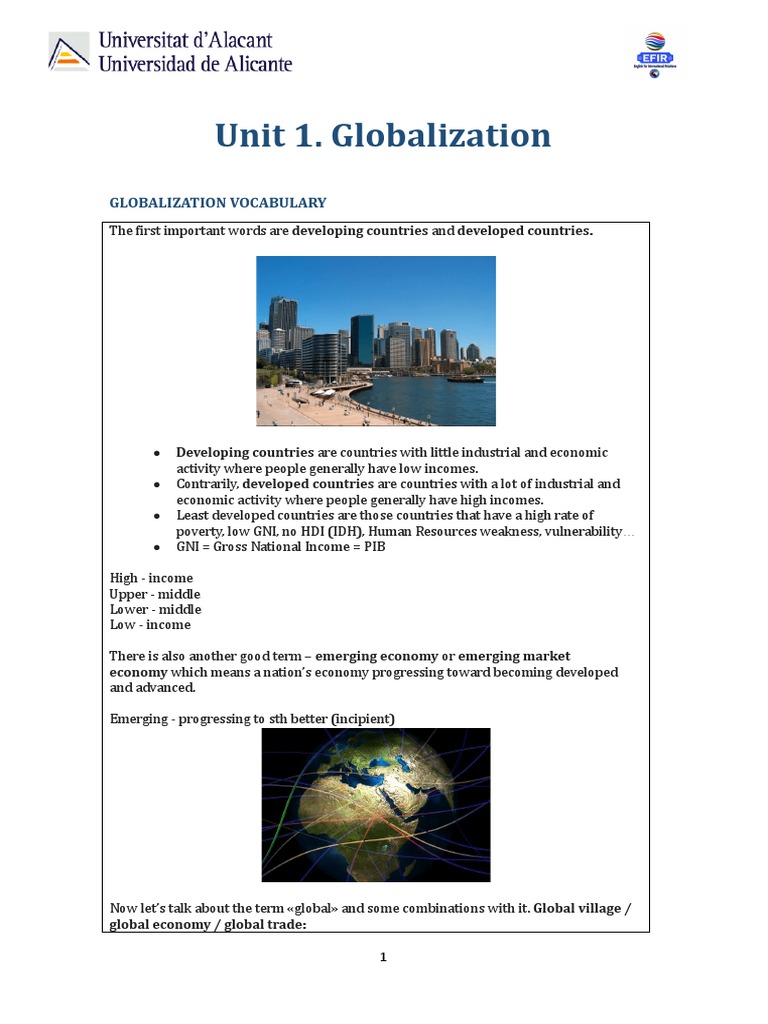 Unit 1. Globalization - Students | PDF | Dumping (Pricing Policy ...