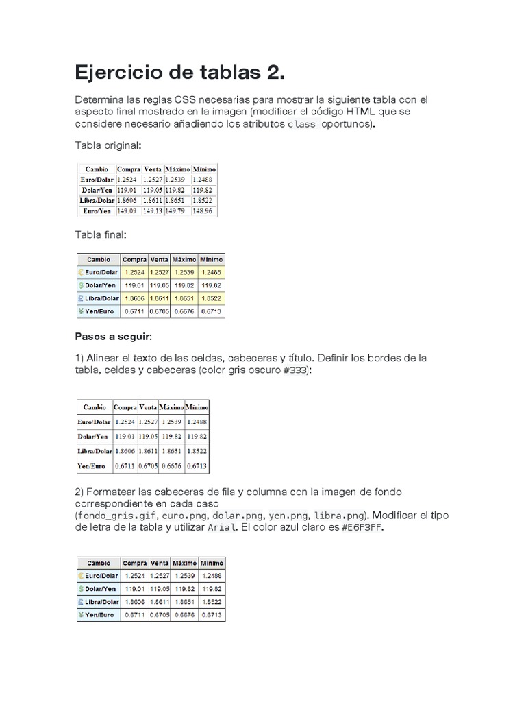 Ejercicio de Tablas 2 - Alumnos | PDF