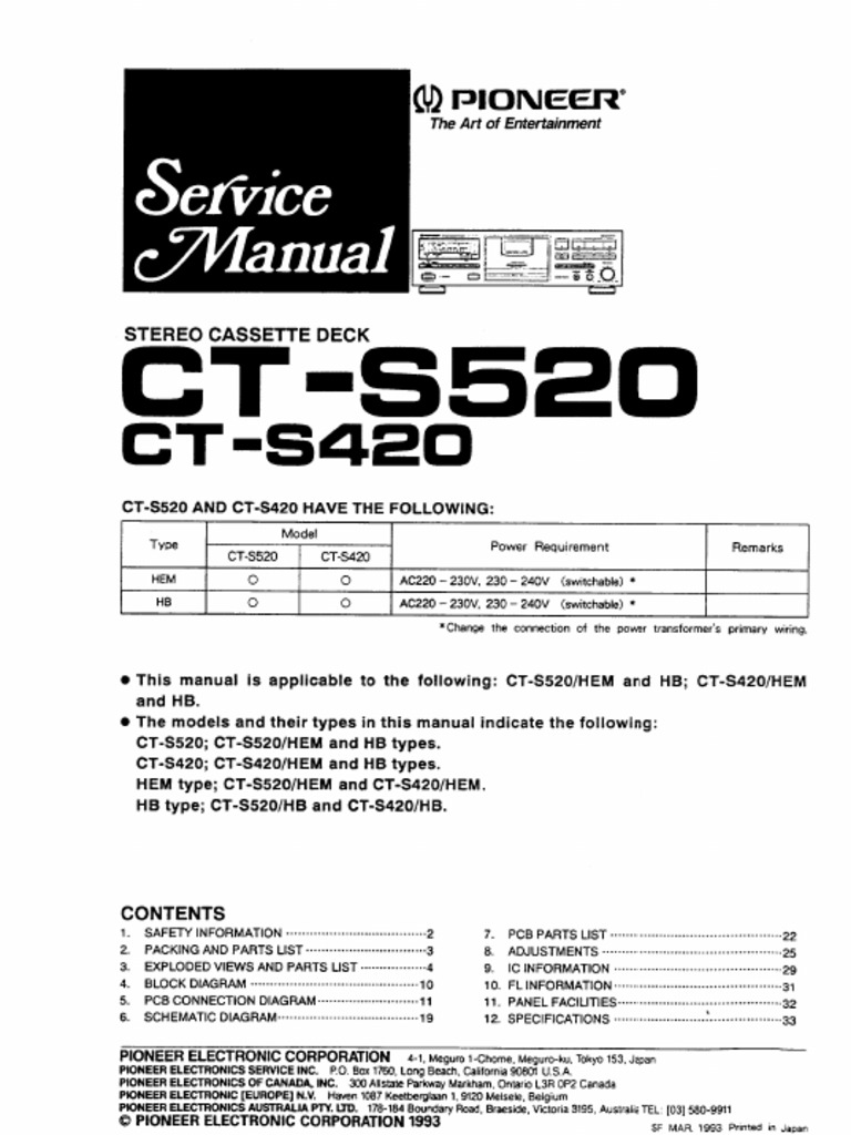 Pioneer ct-s420 ct-s520 en SM | PDF