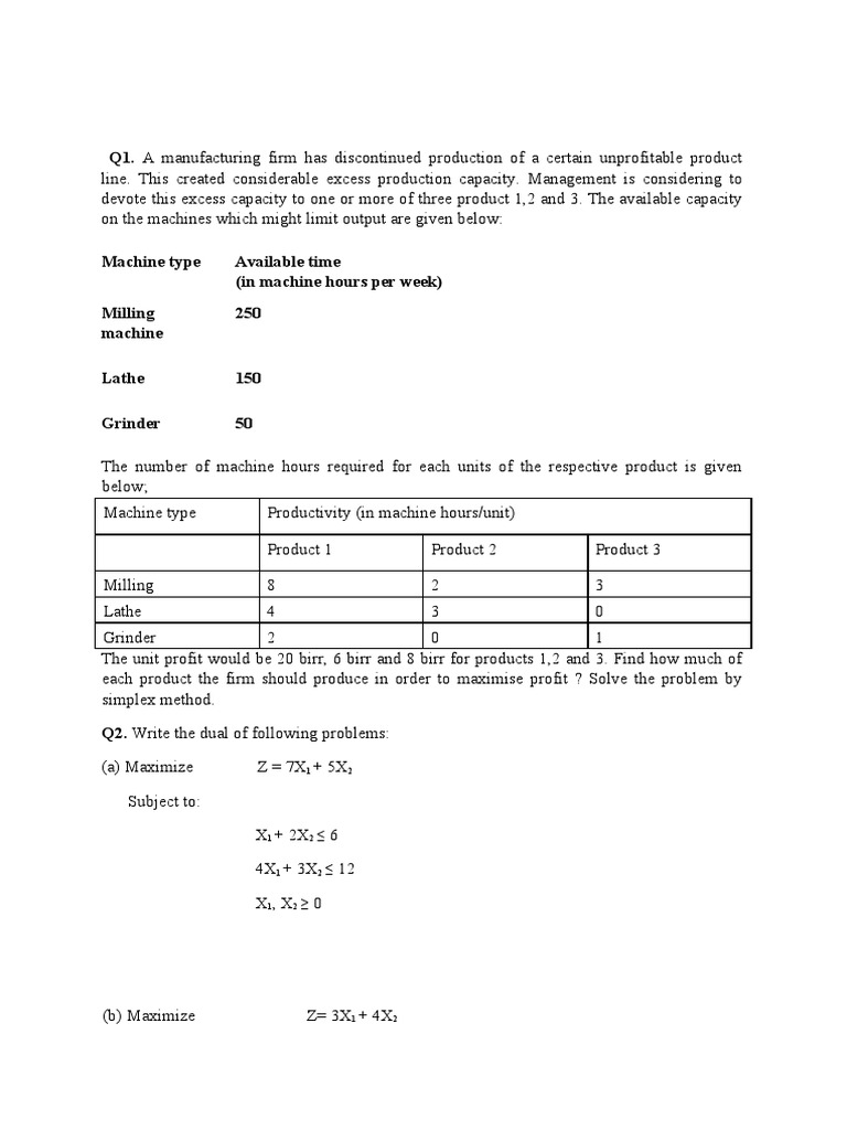 Maximizing Profit Through Optimal Production Planning: A Linear Programming Solution | PDF ...