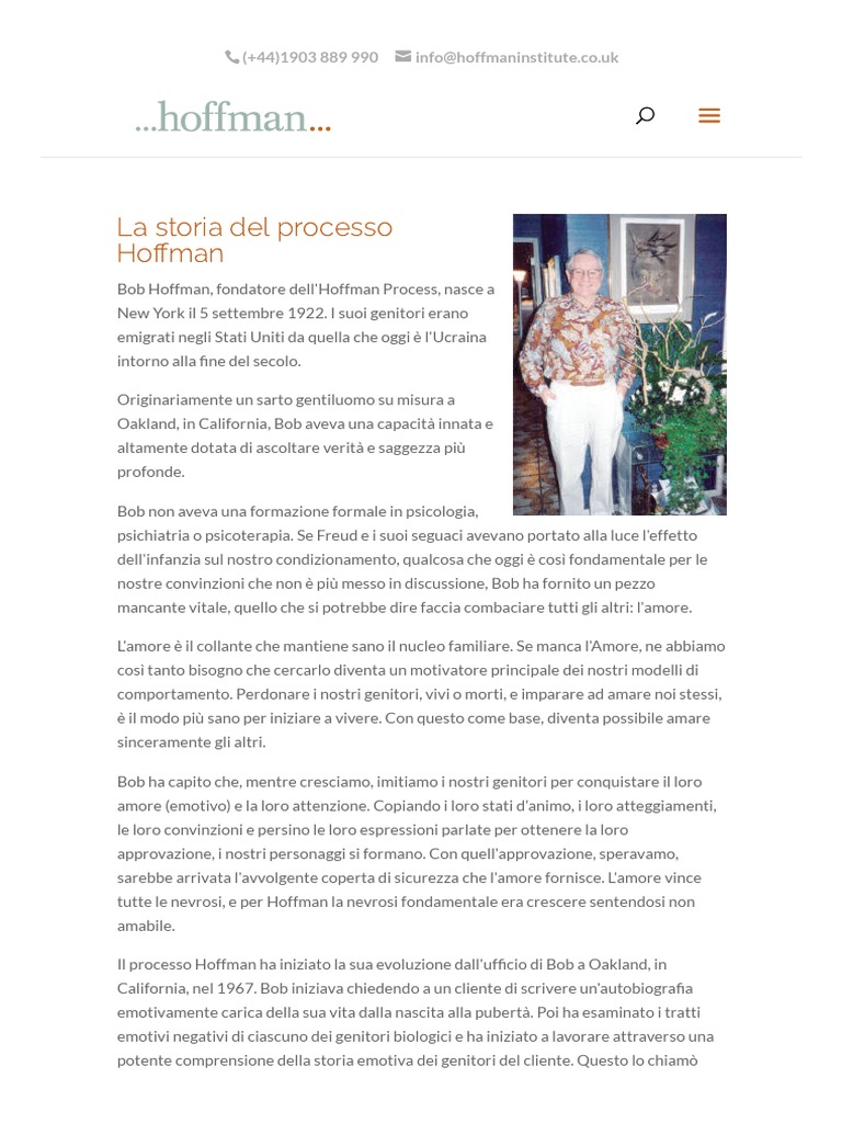 La Storia Del Processo Hoffman - Hoffman Institute UK | PDF