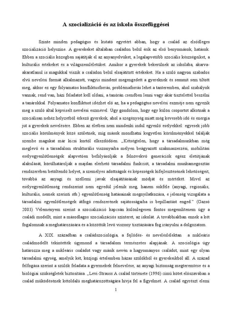 A szocializáció és az iskola összefüggései | PDF