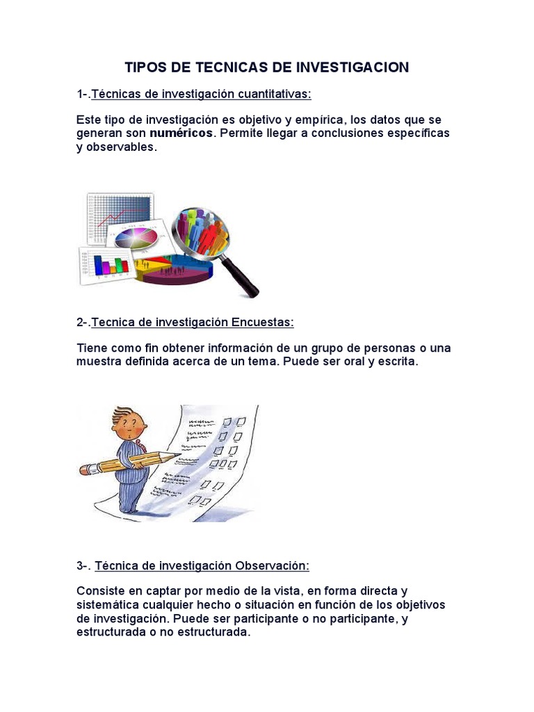 Tipos de Tecnicas de Investigacion | PDF | Investigación social ...