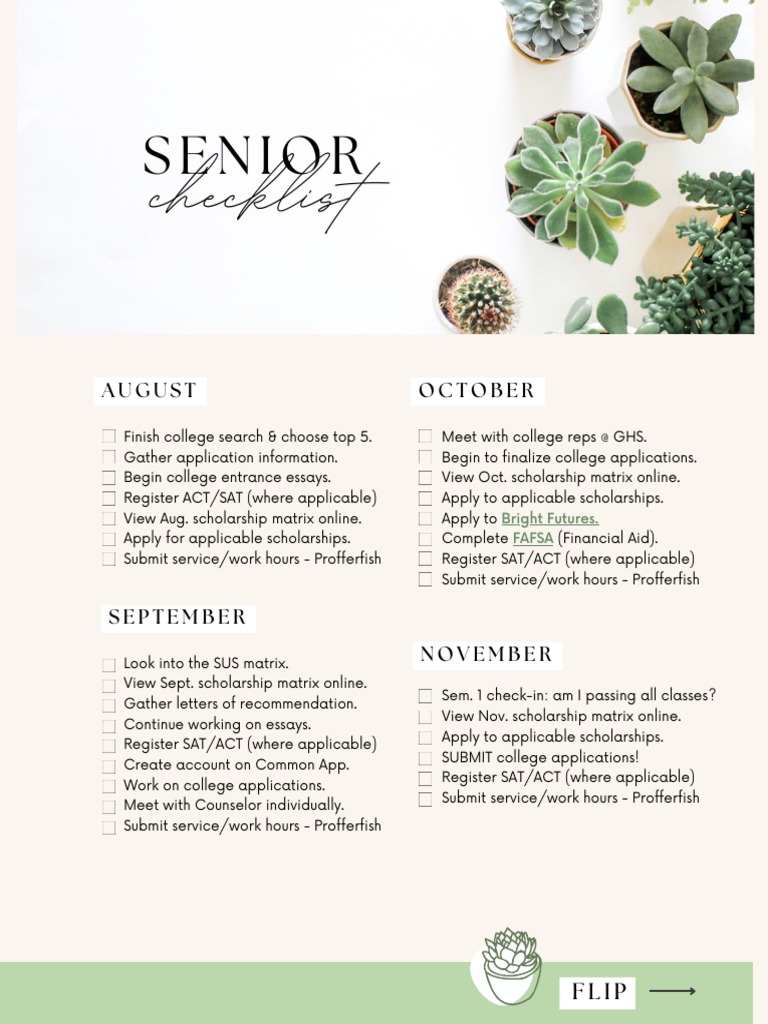 Senior Checklist by Month | PDF
