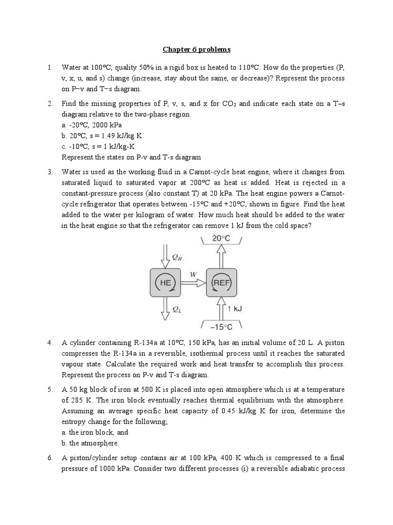Tutorial Problems-Ch 6 | PDF | Heat | Thermodynamic Properties