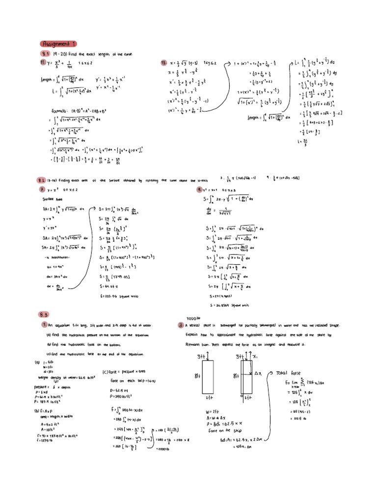 Assignment 1 - Calculus 2 Thomas' Calculus Early Transcendentals 11th | PDF