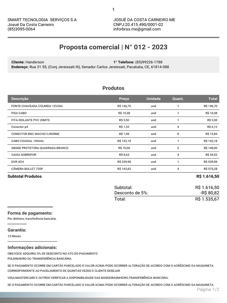Proposta Comercial N 12 2023 Pdf Tecnologia Bancária Pagamentos