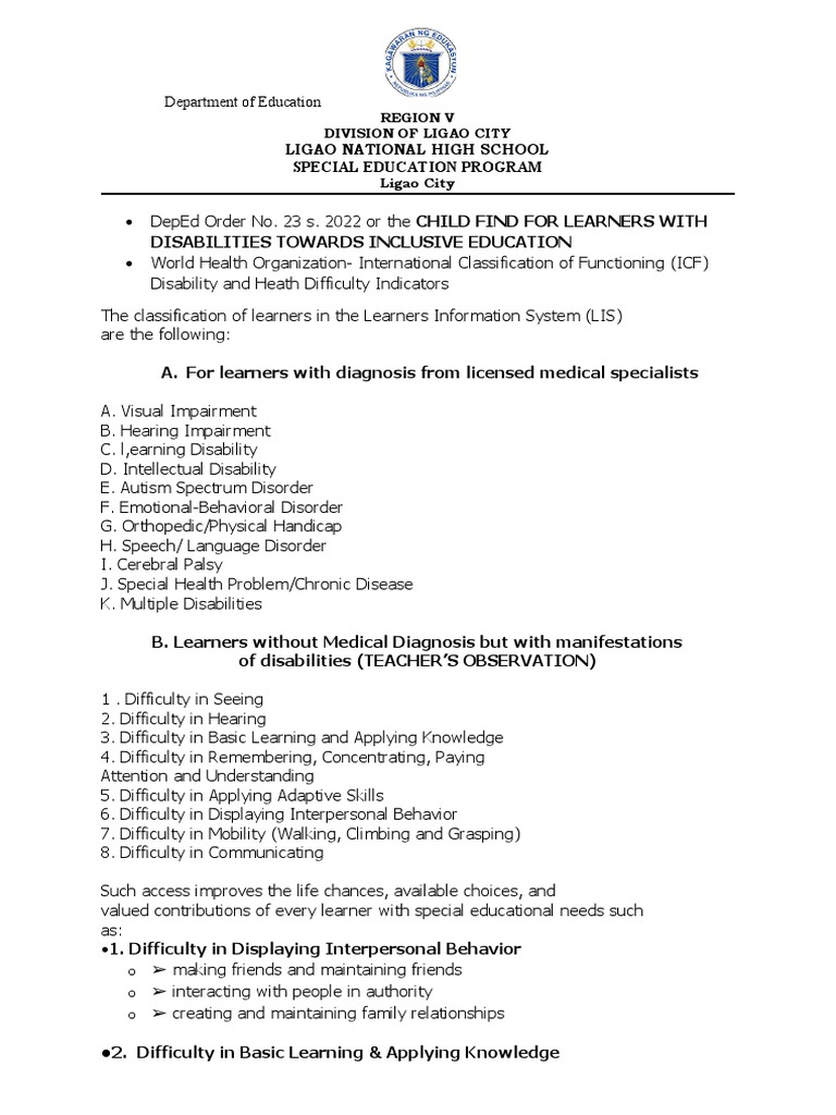 Indicators of Difficulty | PDF | Disability | Learning