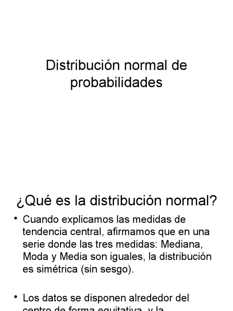 Distribucion Normal de Probabilidades | PDF | Desviación Estándar ...