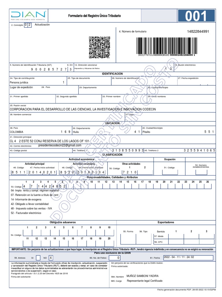 Rut Codecin 2022 | PDF | Business | Justicia