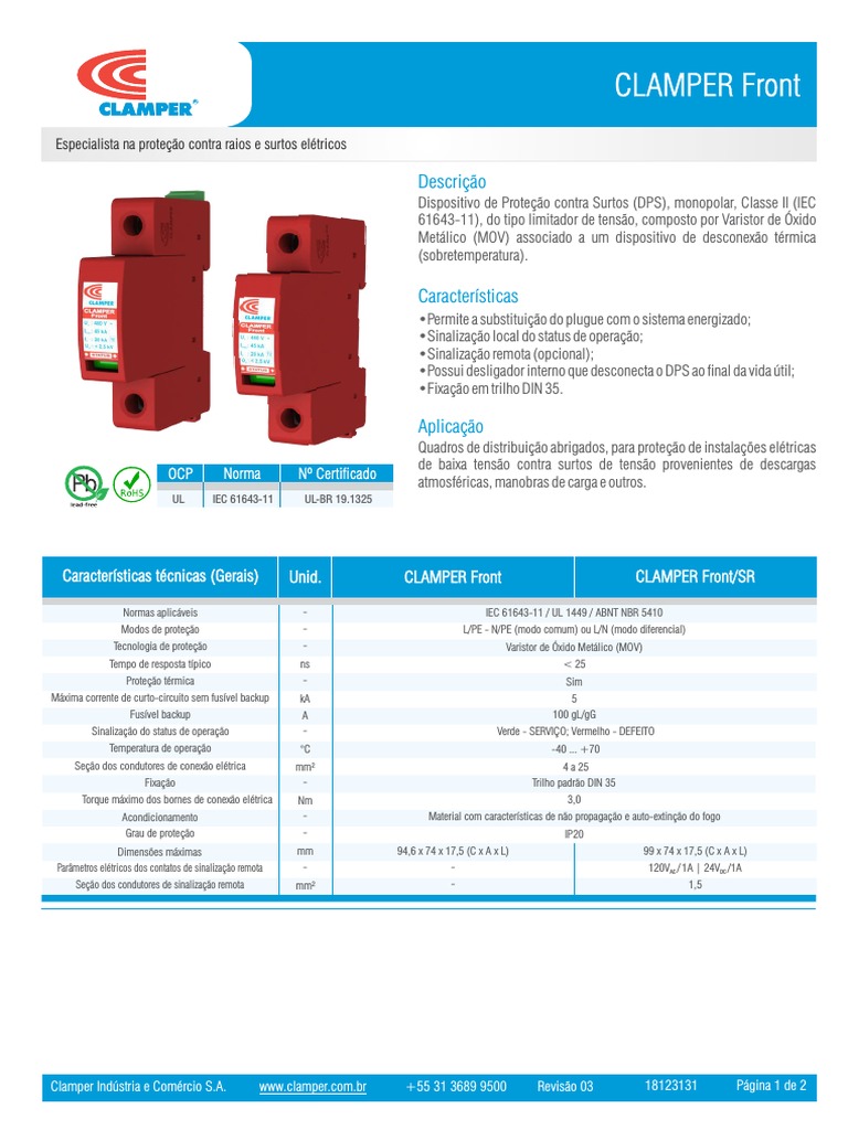 Datasheet DPSCL CA 275V 15KA | PDF | Fusível (elétrico) | Engenharia ...