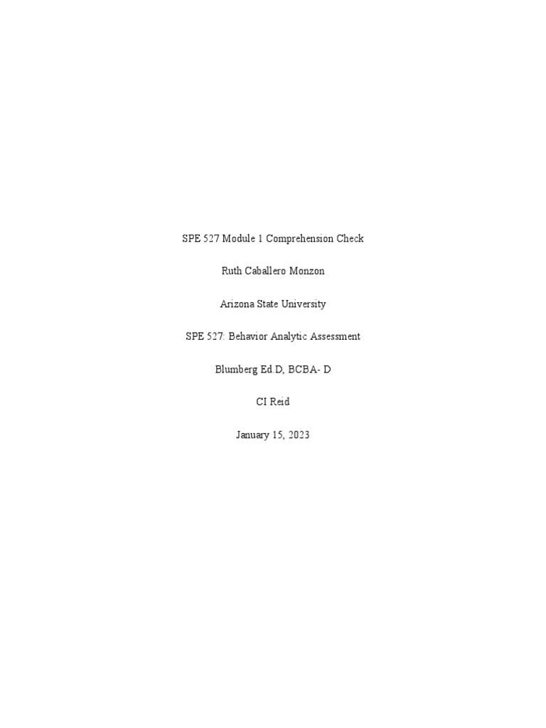 SPE 527 Module 1 Comprehension Check | PDF