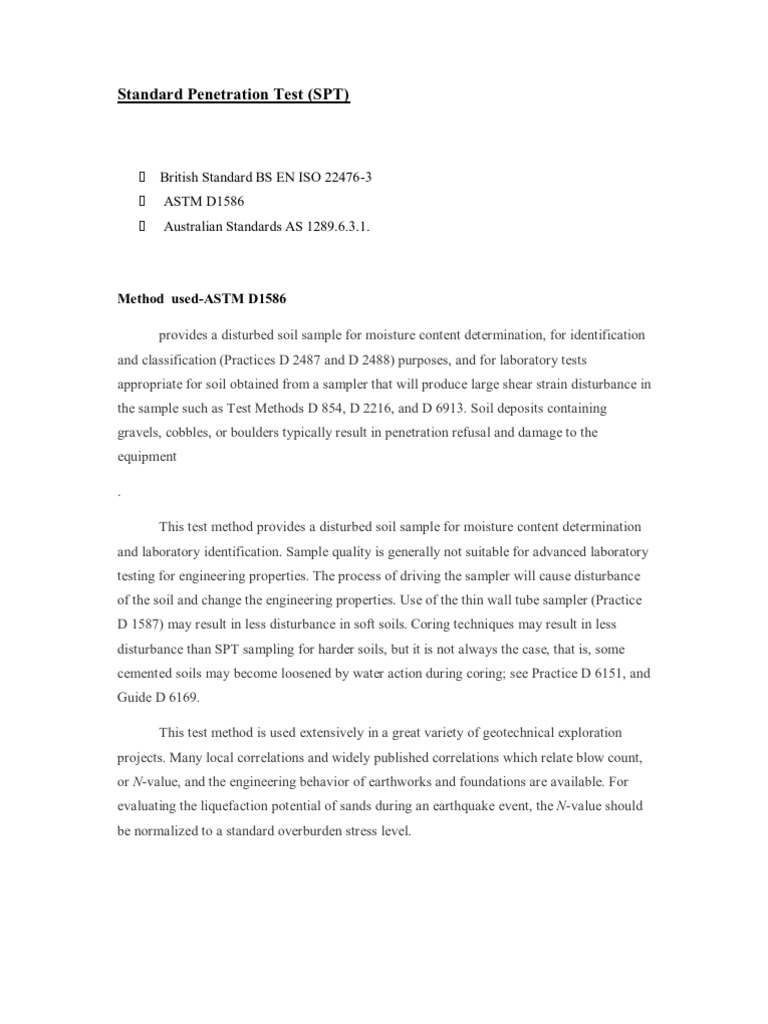 Standard Penetration Test Overview | PDF | Engineering | Civil Engineering