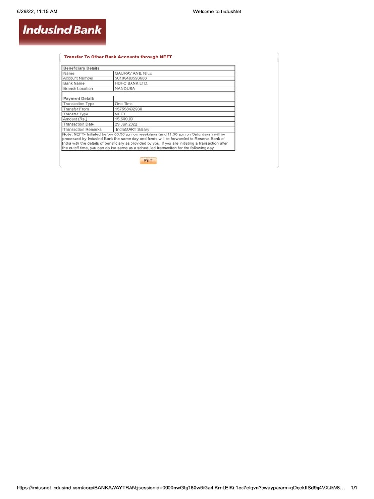 Neft Receipt 2906 | PDF