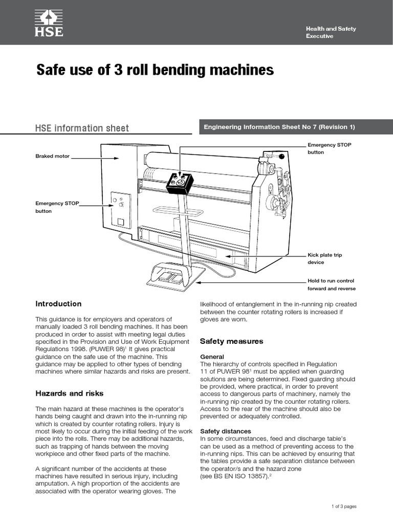 Eis7-Safe Use of 3 Roll Bending Machines | PDF | Switch | Occupational ...