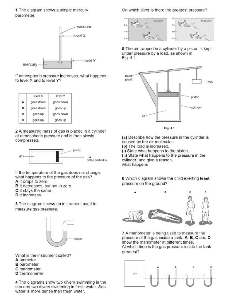 Pressure Questions For IGCSE Physics - TOAZ - INFO | PDF