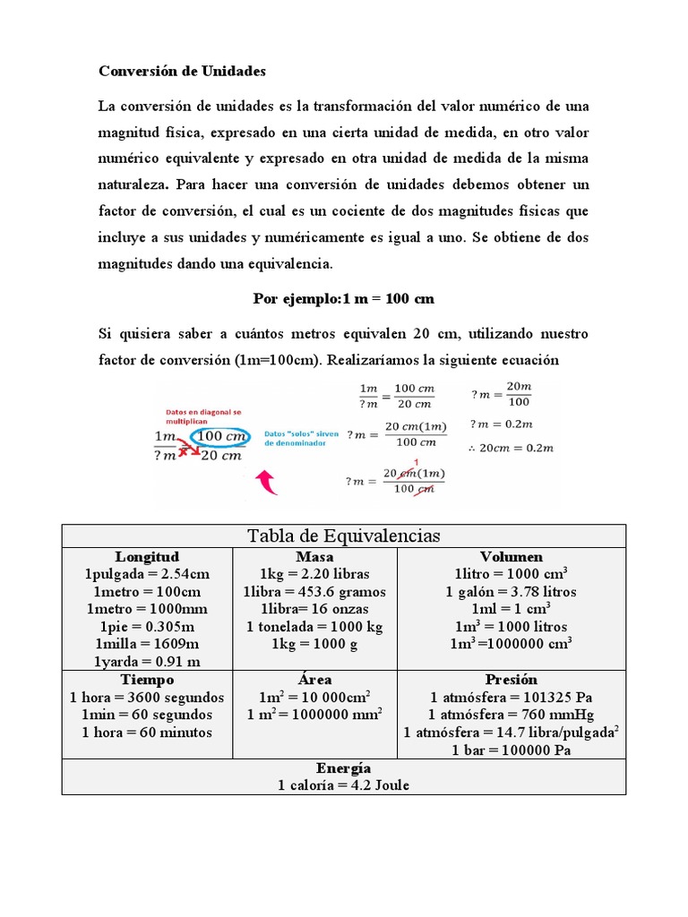 Conversión de Unidades | PDF | Cantidades fisicas | Unidades de medida