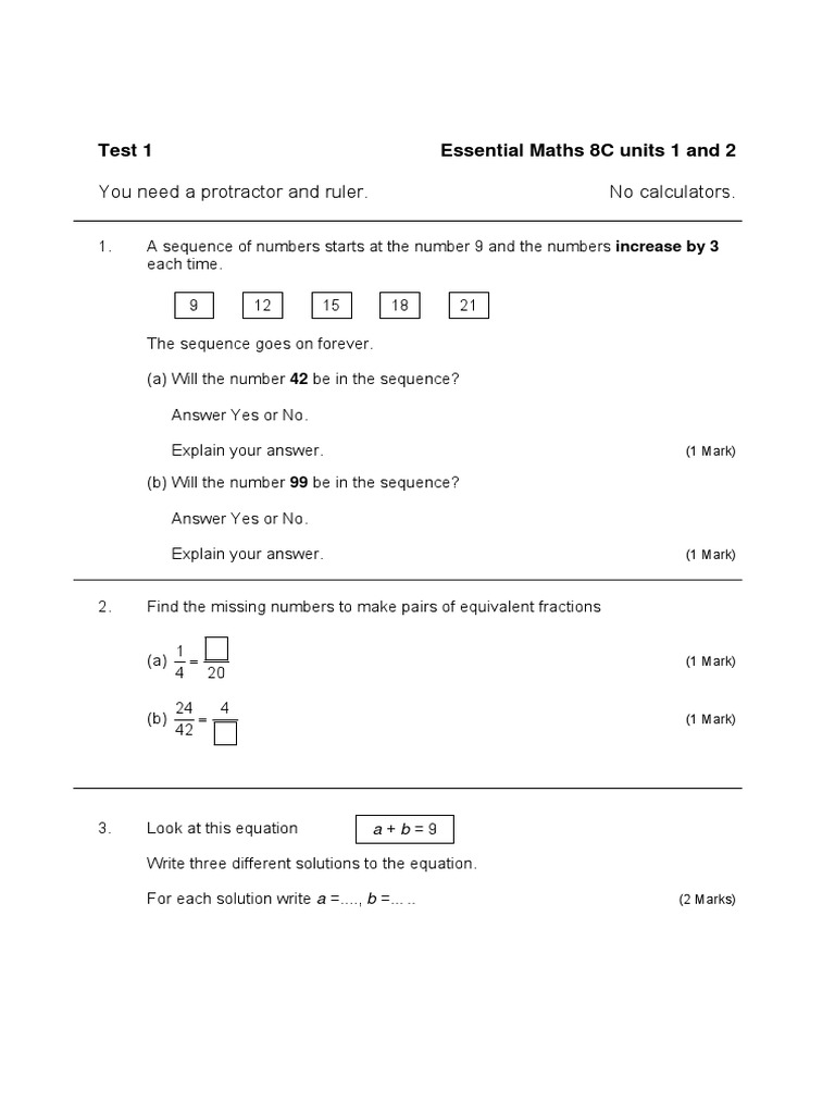Essential Maths 8C Test 1 | PDF | Area | Geometry