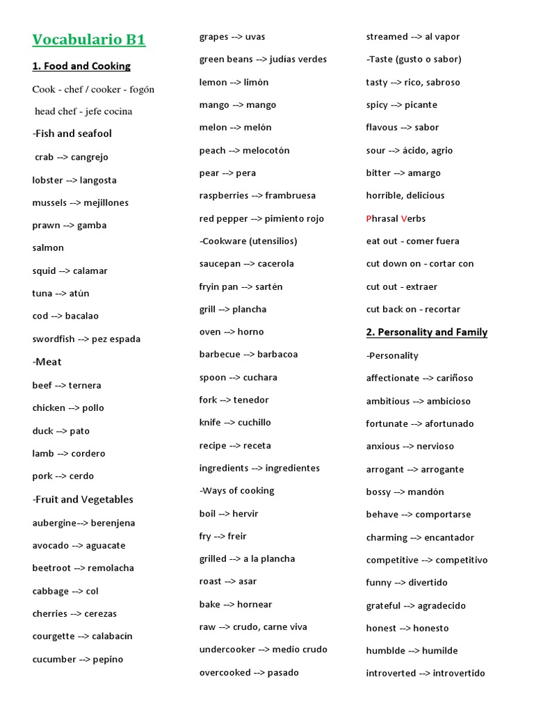 Vocabulario B1 | PDF