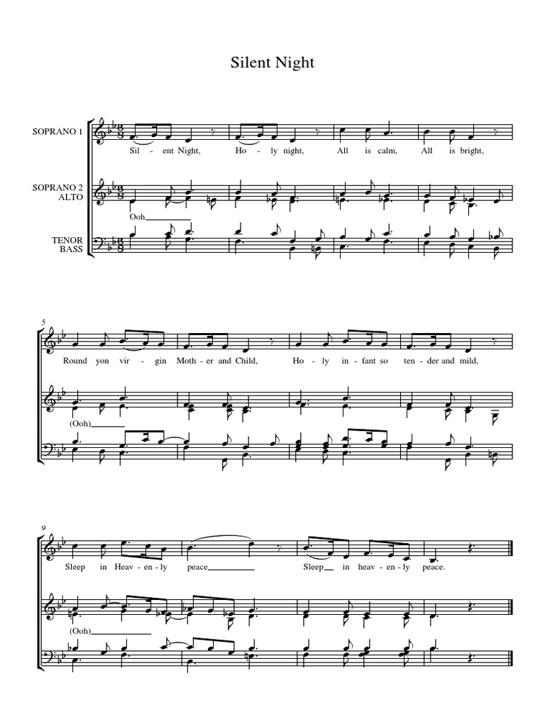 Silent Night Verse 1 | PDF | Choral Music | Vocal Music
