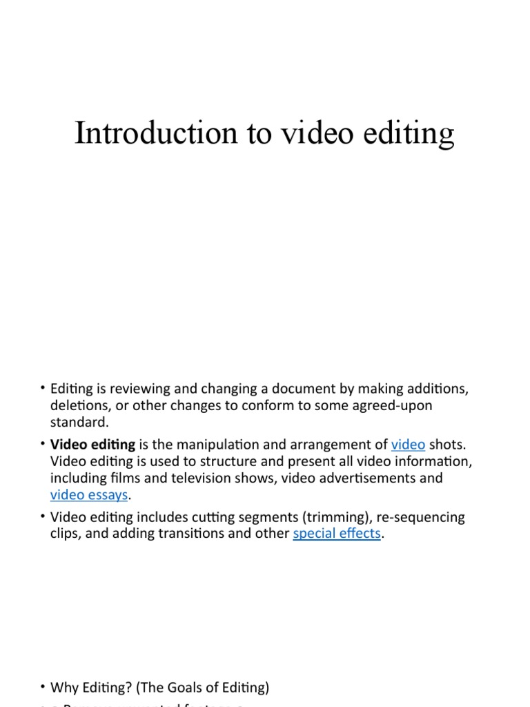 Introduction To Video Editing | PDF | Digital Technology | Information ...