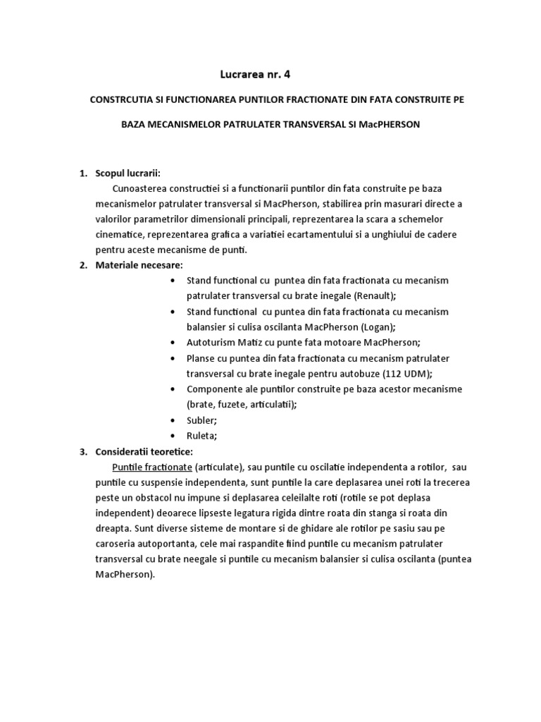 Laborator 4 Sistemele Autovehiculelor SFDS | PDF