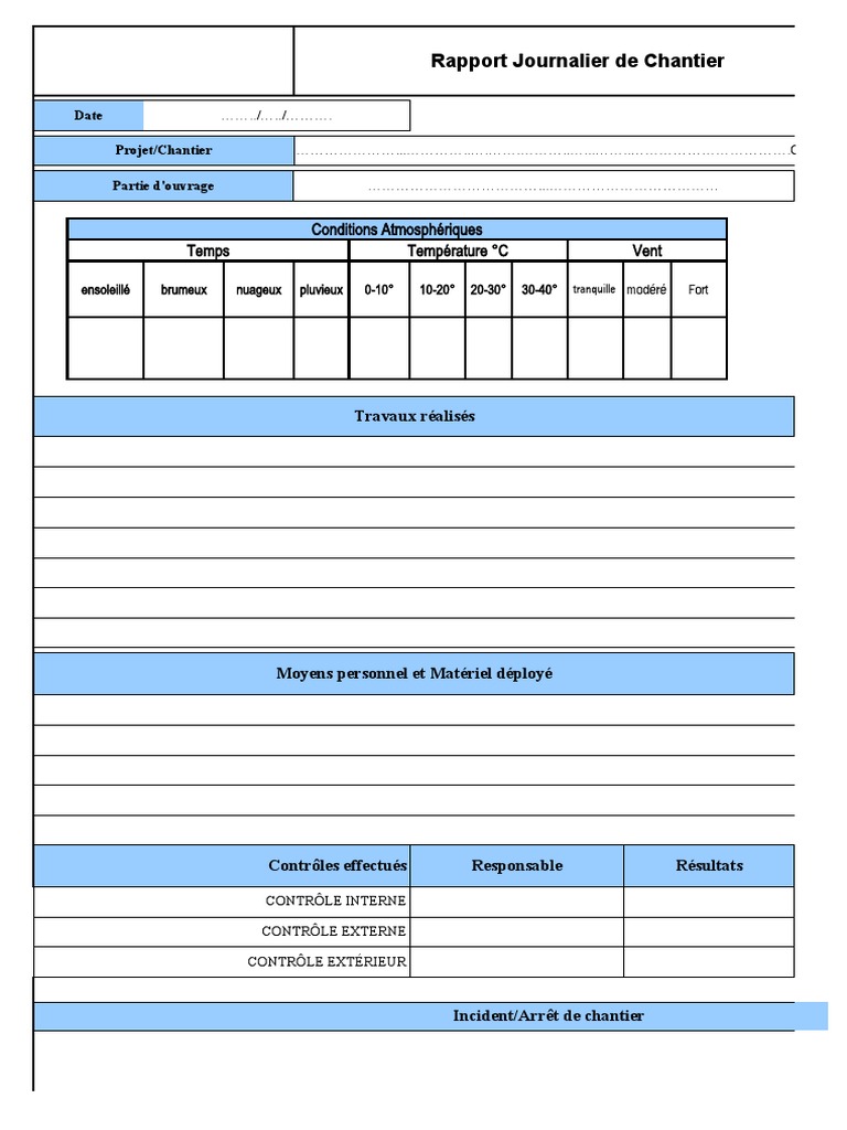 A-Rapport Journalier de Chantier | PDF