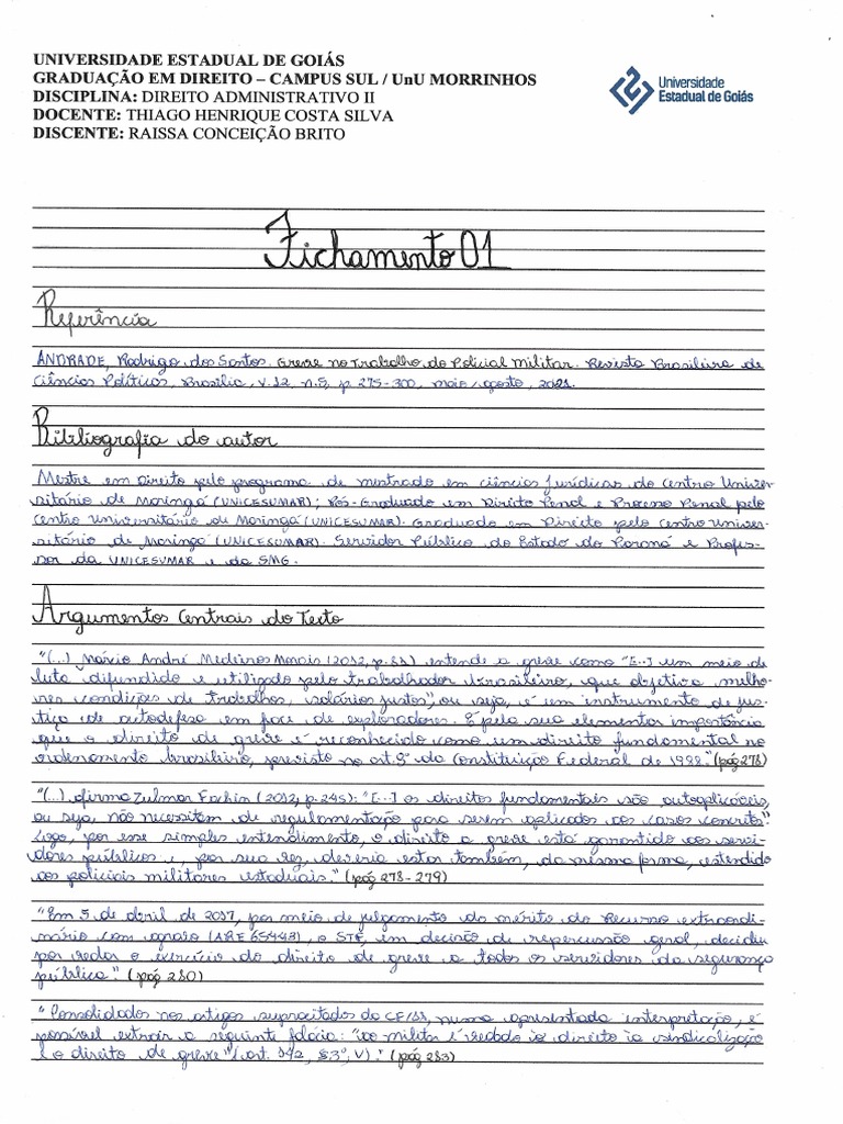 Fichamento Manuscrito de D. Adm | PDF
