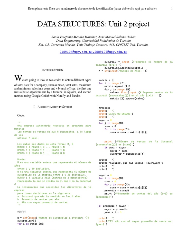 Unit 2 Project Sucursales | PDF | Computer Science
