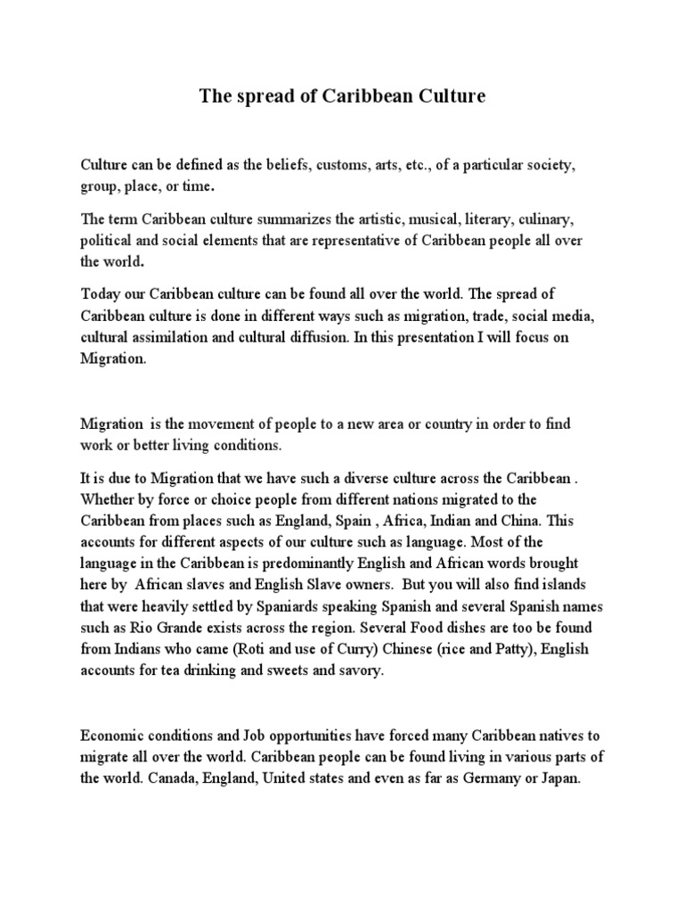 The Spread of Caribbean Culture - Migration | PDF | Caribbean | Indian ...