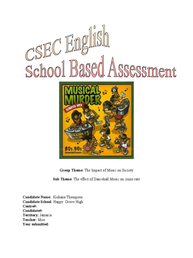 CSEC English SBA Dancehall and Crime | PDF | Violence