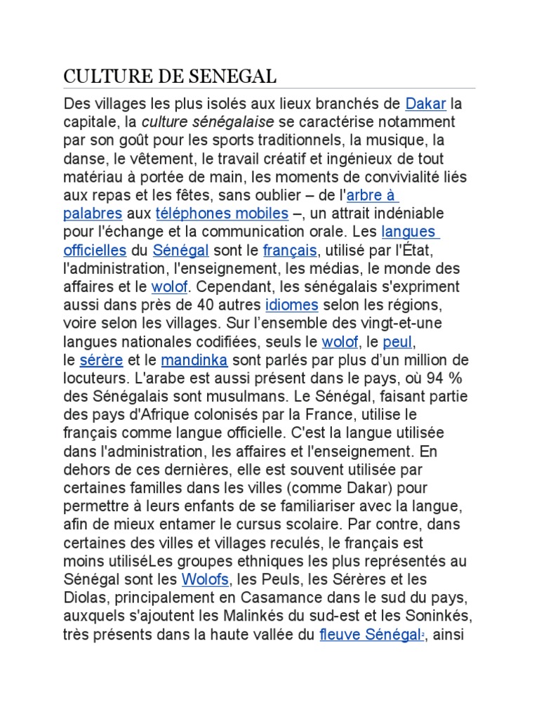 Culture et traditions du Sénégal | PDF | Sénégal