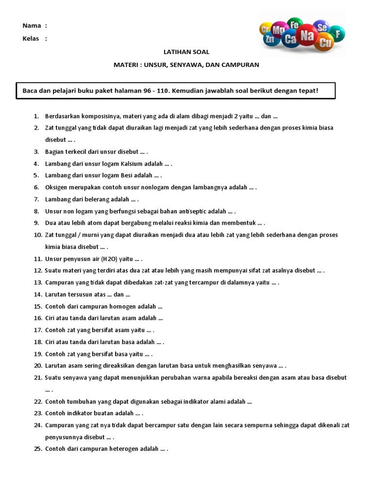 Latihan Soal Unsur Senyawa Campuran | PDF